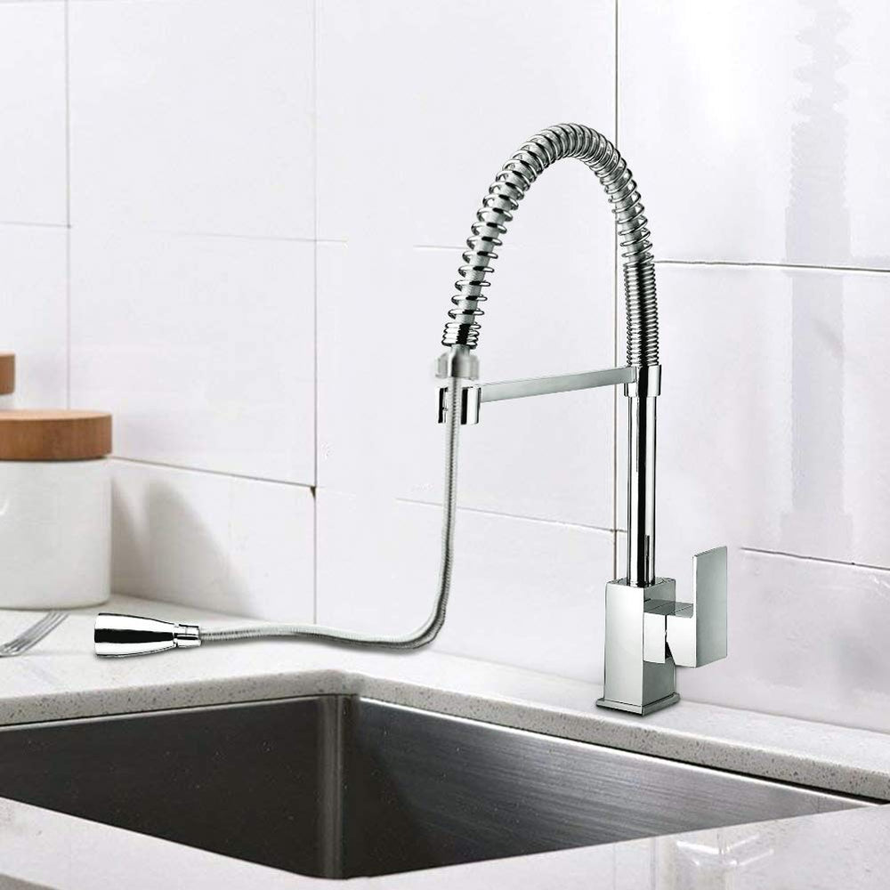 Sink Faucet Spring Kitchen Faucets with Single Handle Pull Down Spraye ...